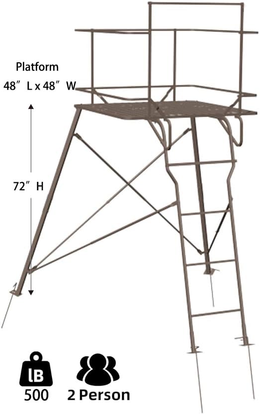 VENATIC 6' Tripod Hunting Tower Blind, 2 Person Hunting Stand with 4 ...